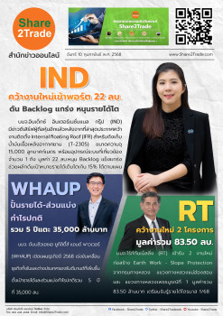 หนังสือพิมพ์อิเล็กทรอนิกส์ Share2Trade 10 ก.พ. 2568 (IND, WHAUP, RT) | Share2Trade